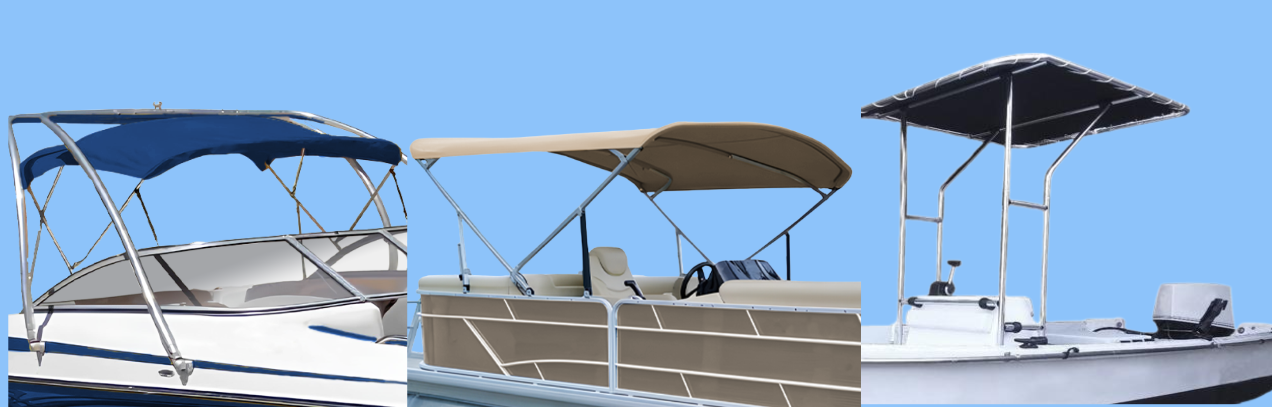 Boat Biminis 72" LONG, 54" HIGH, FITS 85"- 90" WIDE | National Bimini Tops